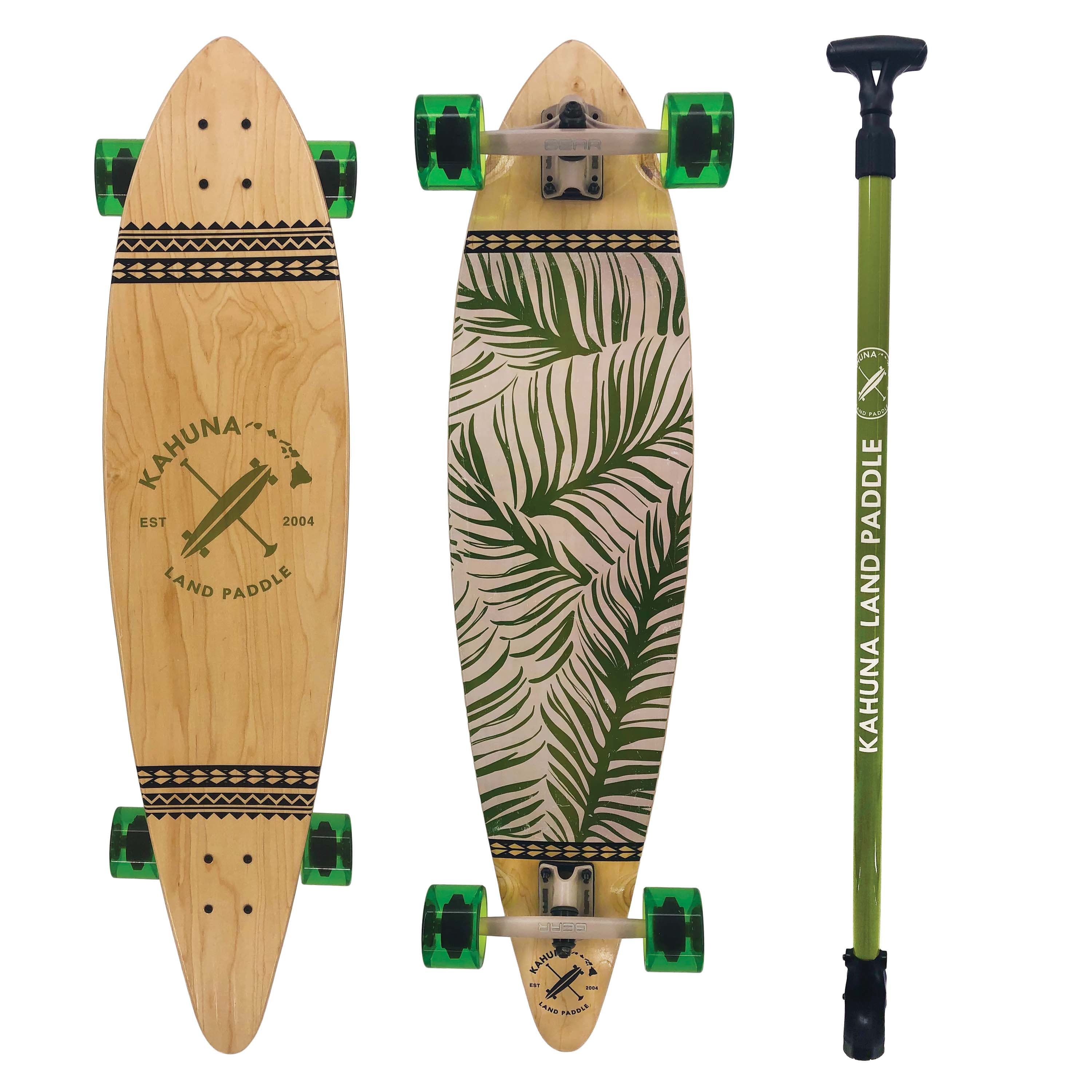 Kahuna Creations Longboard Skateboard Land Paddle Bundle - Leaf