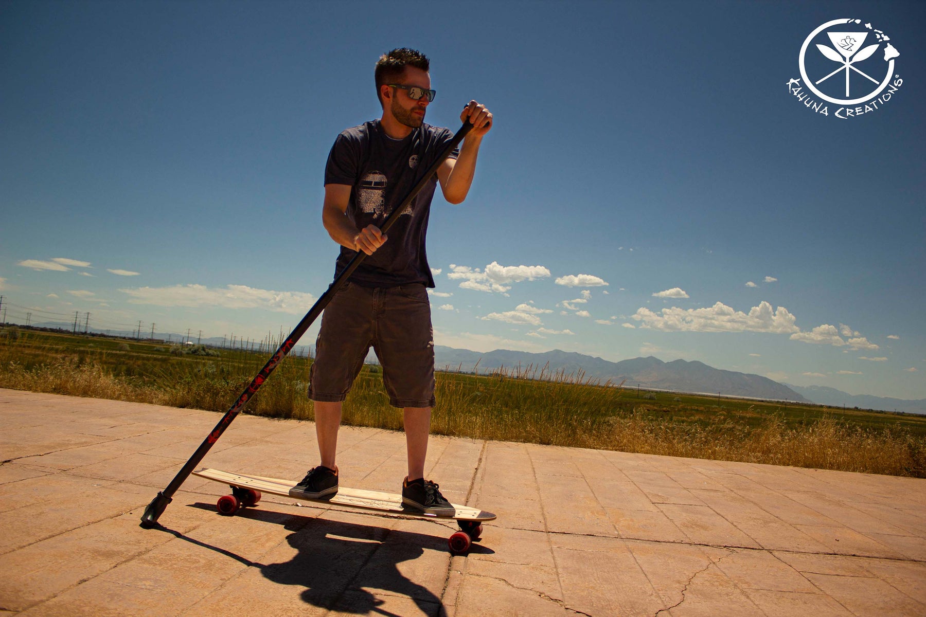 Adjustable Kahuna Big Stick-Magma w/ GenV Blade Longboard Land Paddle ...